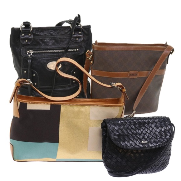 Bally | Bags | Bally Shoulder Bag Leather 4set Black Gold Brown Auth Bs8534 | Poshmark